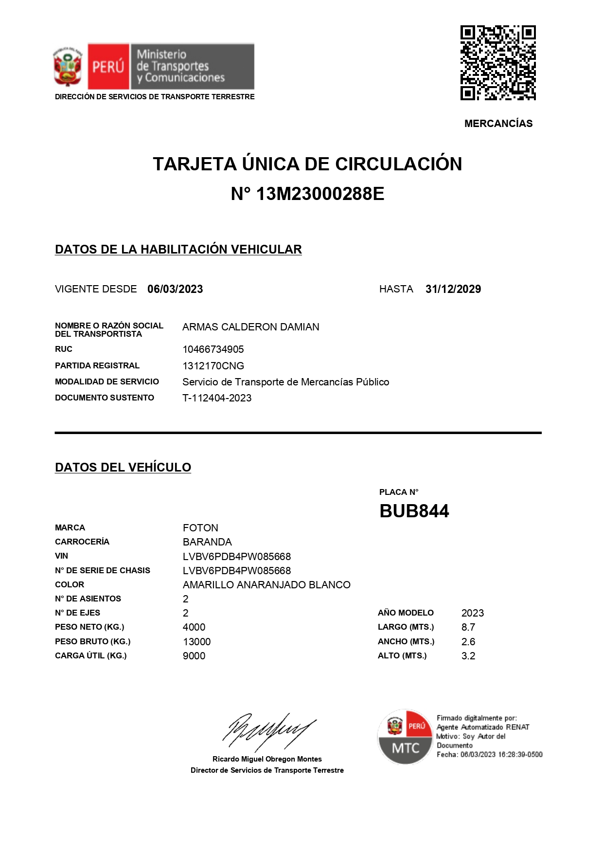 TARJETA DE MERCANCIAS – Consultoria Tramites Crisanto